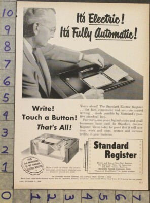 1948 STANDARD ELECTRIC REGISTER RECORD WRITING OFFICE BUSINESS MACHINE ...