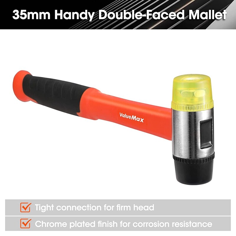ValueMax 2PIECES Rubber Mallets 16oz Rubber Mallet 35mm Double-Faced ...