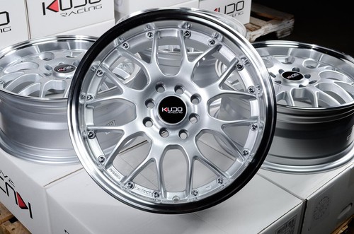 Kudo Racing Z16 16x7 4x100 4x114.3 +38mm Silver w/Polish Lip Mesh ...