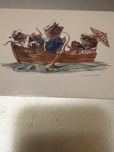Vintage Postcard, Pamela Sampson signed. mice going for a boatride ...