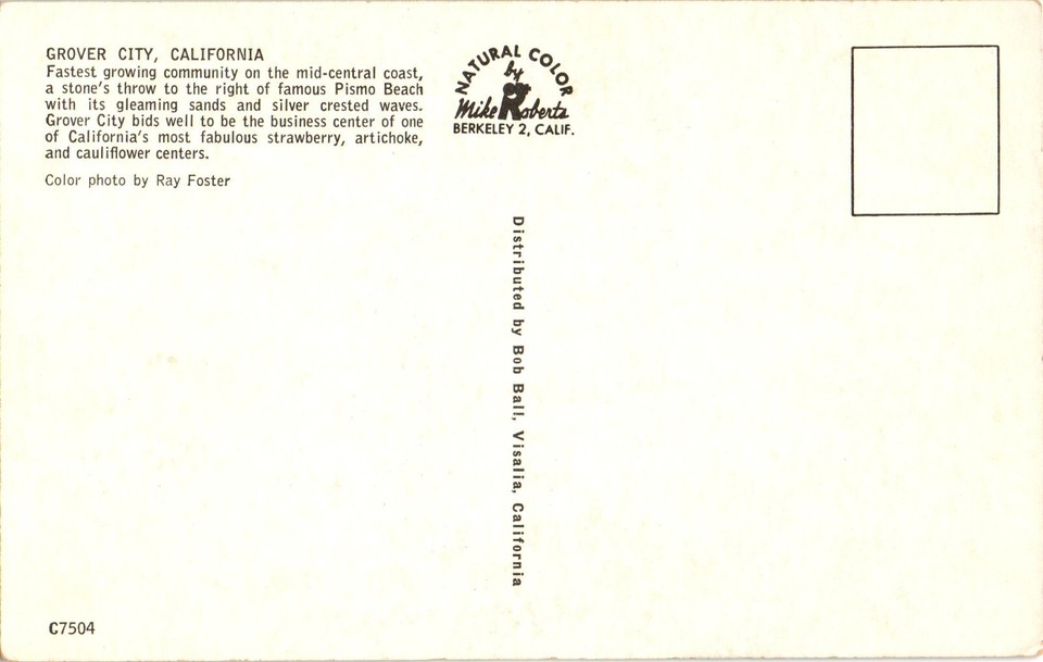 Grover City California Postcard 1950s Aerial View | eBay