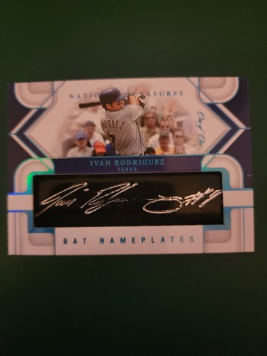 🔥🔥2023 National Treasures IVAN RODRIGUEZ~Rangers~Bat Nameplate~ ONE of ...