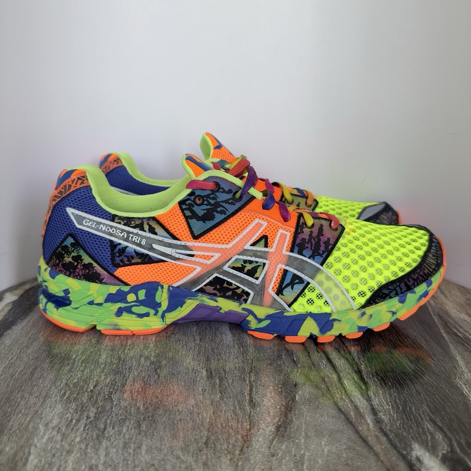 Ascis Gel Noosa Tri 8 Mens SZ 12 Multicolor Neon T306N Dynamic Duomax ...
