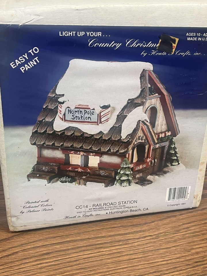 1991 HEATH IN CRAFTS EASY PAINT COUNTRY CHRISTMAS RAILROAD STATION ...
