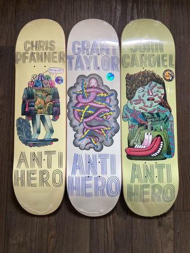 3 New Sealed Decks Anti Hero John Cardiel Grant Taylor Skateboards 8.06 ...