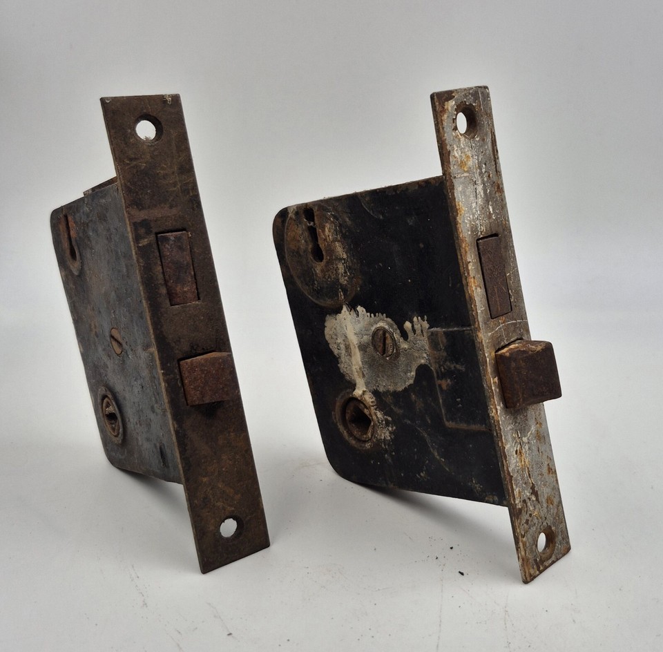 2 Antique Skeleton Key Door Salvaged Hardware Mortise Lock Latches ...
