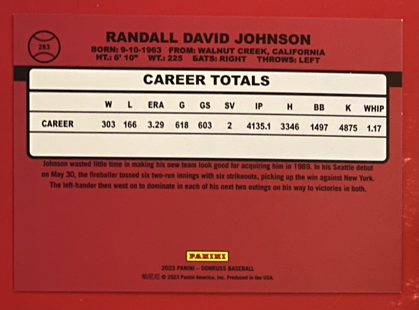 2023 Panini Donruss - Retro 1990 Holo Red #283 Randy Johnson, Randy ...