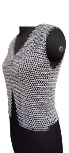 Medieval Aluminum Chainmail V-Neck Top Women’s Sleeveless Butted Ring ...