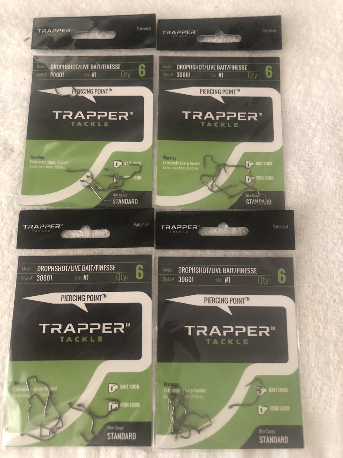 NEW Trapper Tackle Fishing 24 Hooks Size #1 Dropshot Live Bait 4 ...