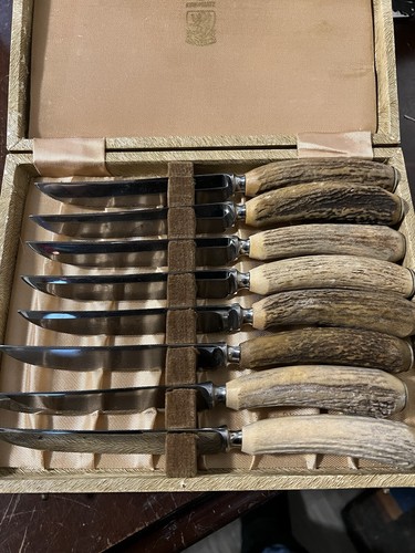 Old Kirk & Matz Sheffield England Antler Stag Set 8 Knives in Box | eBay