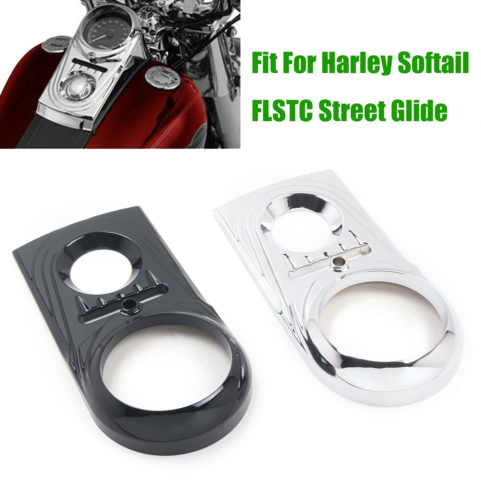 Chrome/Black Dash Panel Insert Cover For Harley Softail Dyna FXDWG ...