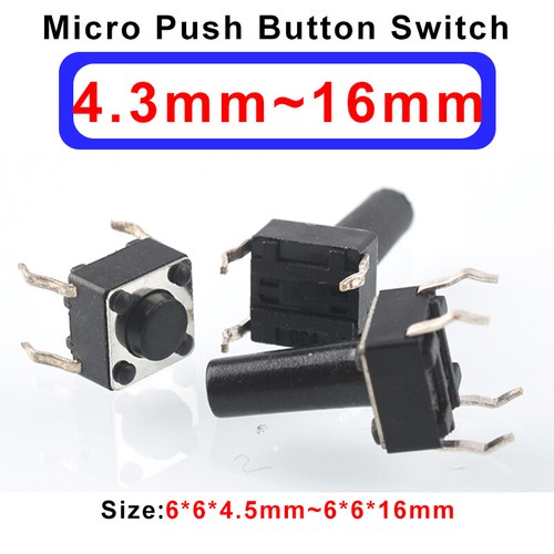 Micro Push Button Switch Small Mini Momentary Tactile 4.3mm/4.5mm/5mm/5 ...