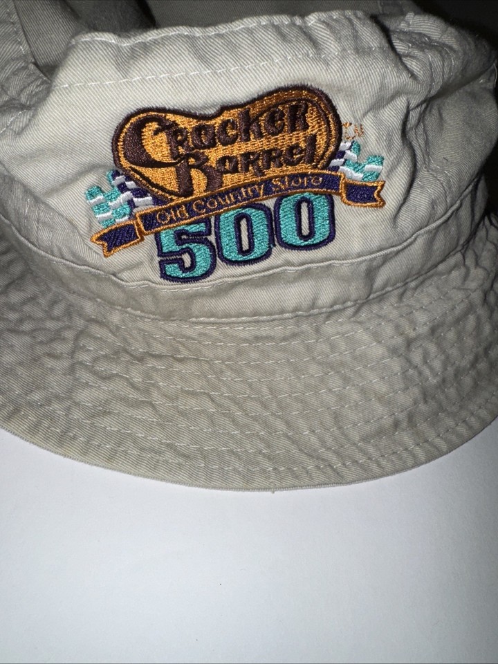 Cracker Barrel 500 NASCAR Bucket Hat Floppy Cap Men M/L Khaki Beige Sun ...
