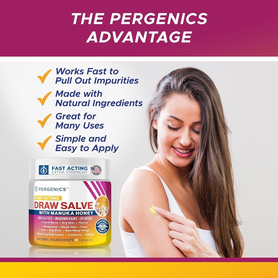 Pergenics Manuka Honey Draw Salve for Boil & Cyst Treatment, Skin ...