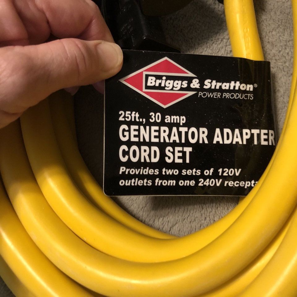 Briggs & Stratton 30 Amp Generator Adapter Cord Set - 25' Long 4 ...