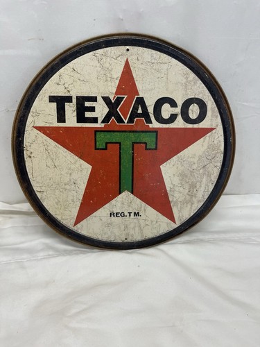 Texaco Vintage Rustic Look 12”Round Metal Sign | eBay