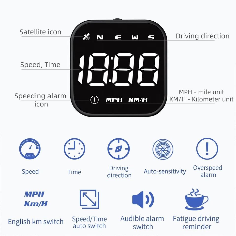 Head- Display LED Auto Speedometer Digital Alarm Reminder for HUD ...