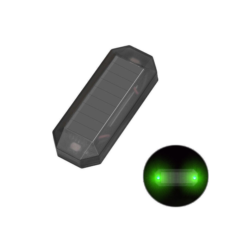 Car Accessories Solar Green LED Flash Light Anti-theft Safety Warning ...