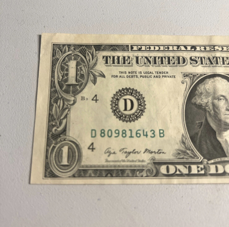1977 A Series $1 One Dollar Bill Error Misaligned Misprint Miscut ...