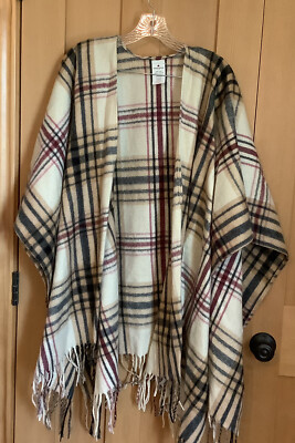 Woolrich Tartan Plaid Wool Fringed Shawl One Size | eBay