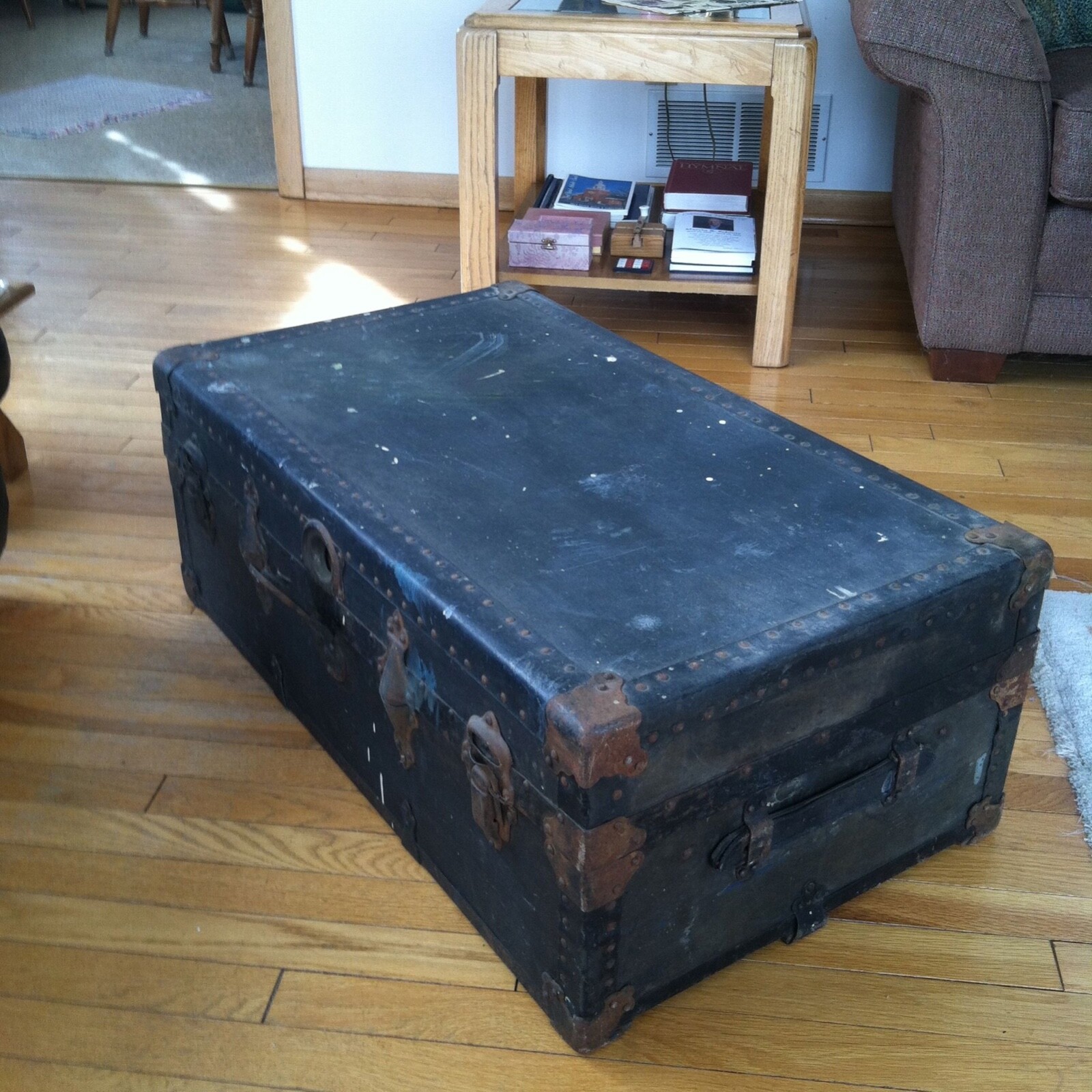 Antique Steamer Trunk Vintage USA Excelsior Lock | eBay