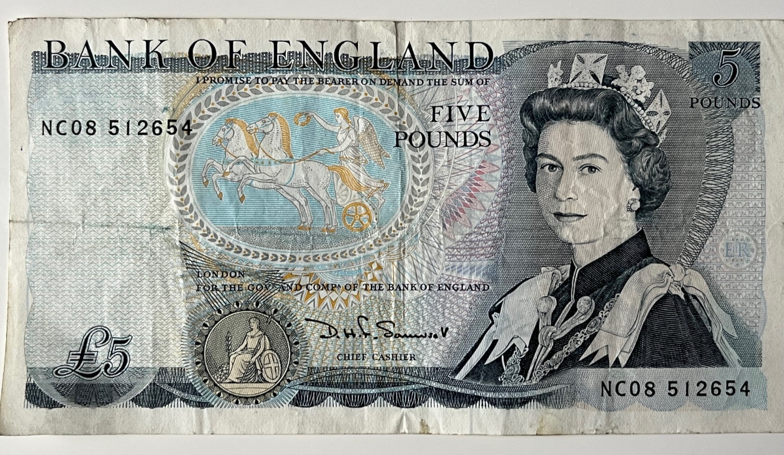 Vtg 1987-1988 Bank of England £5 Five Pound Note-Queen Elizabeth ...