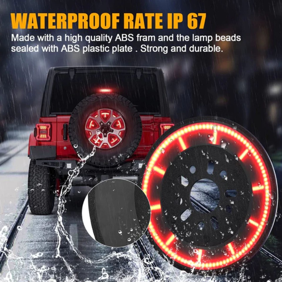 LED Spare Tire Brake Light & Turn Signal T-Lighting For Jeep Wrangler ...