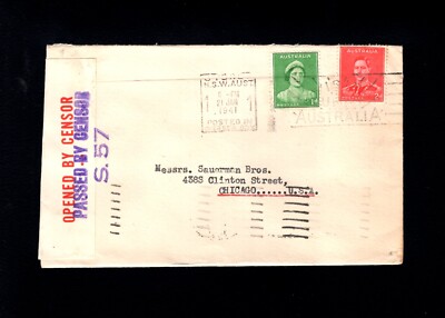 Australia WWII Censor Tape & Violet Passed S.57 1941 Sydney Slogan ...