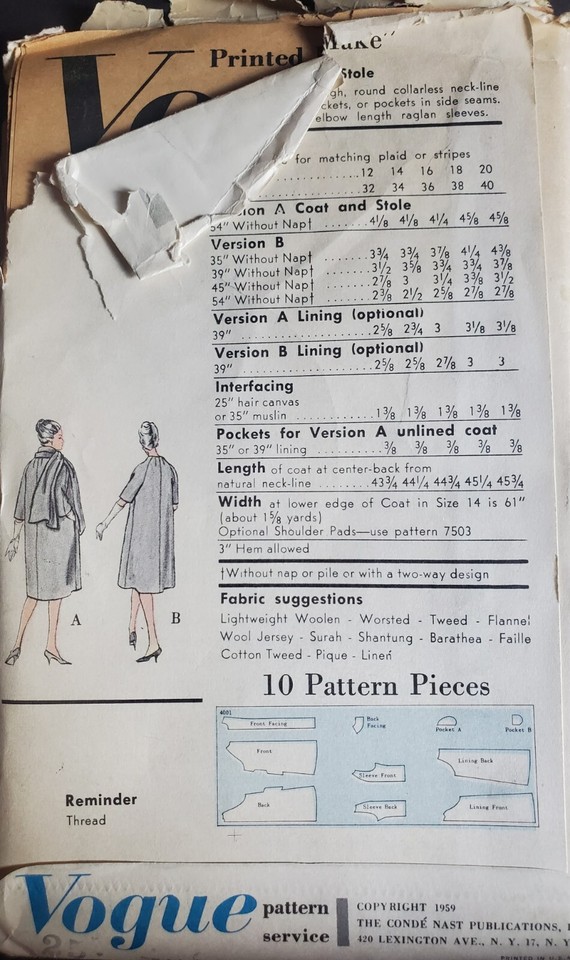 Vintage 1963 VOGUE "Easy to Make" Pattern #5995 for Dress or Jumper ...