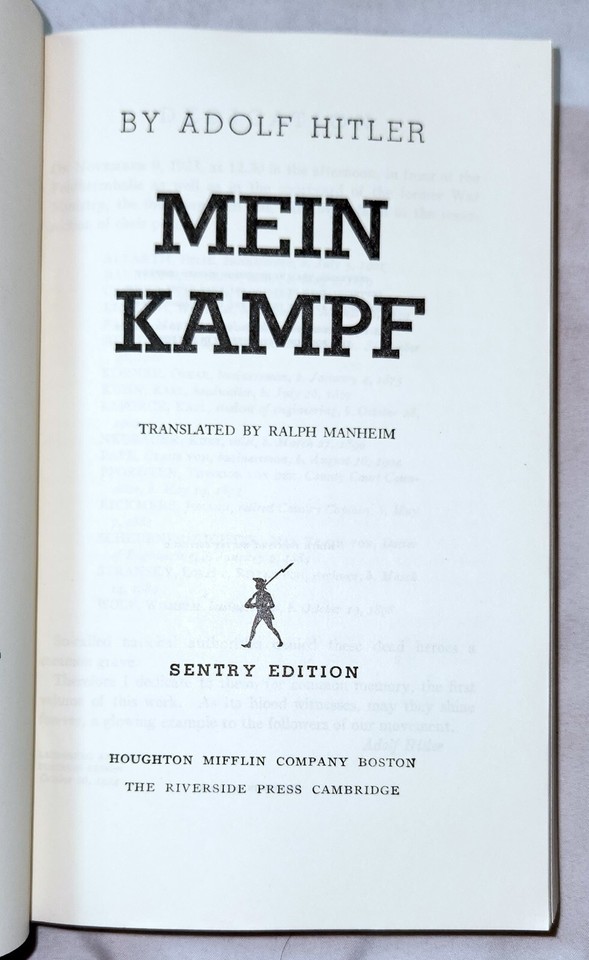 1943 "Mein Kampf" Adolf Hitler Sentry Edition vintage Manheim annotated ...
