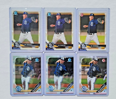 Cal Quantrill Rookie Card Lot (6) 2018 2019 Bowman Prospects (4 Chrome ...