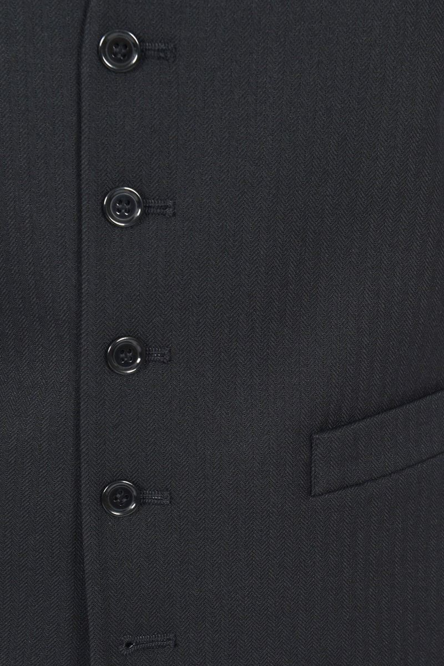 Black Herringbone Waistcoat Masonic Wool Single Breasted Formal Suit ...