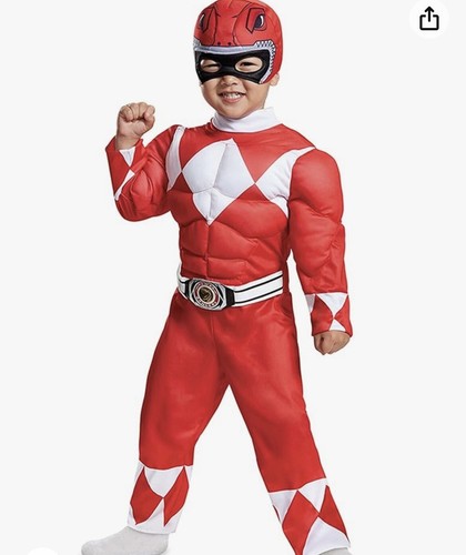 Power Rangers Red Ranger Muscle Costume Toddlers 2T Dress Up Pretend ...