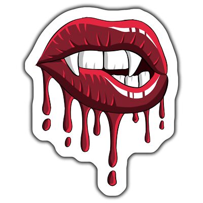 VAMPIRE LIPS STICKER, GOTHIC KISS DECAL, VAMPIRE FANG ART, BLOODY LIP ...