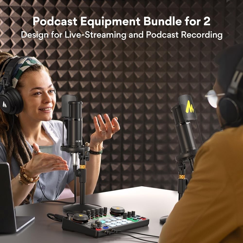 Professional Podcast Equipment Bundle for 2: Mic Preamp & Bluetooth ...