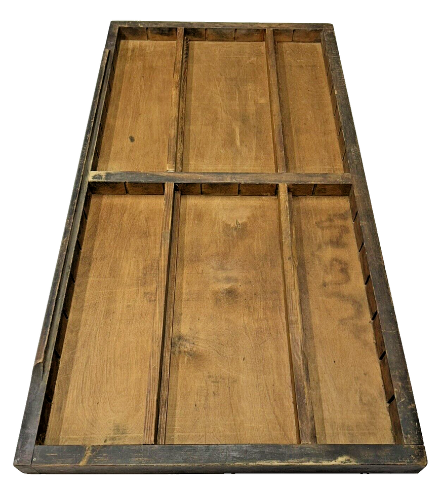 Vintage Wooden Printer Drawer Letterpress Type Set Tray Shadow Box 16.5 ...