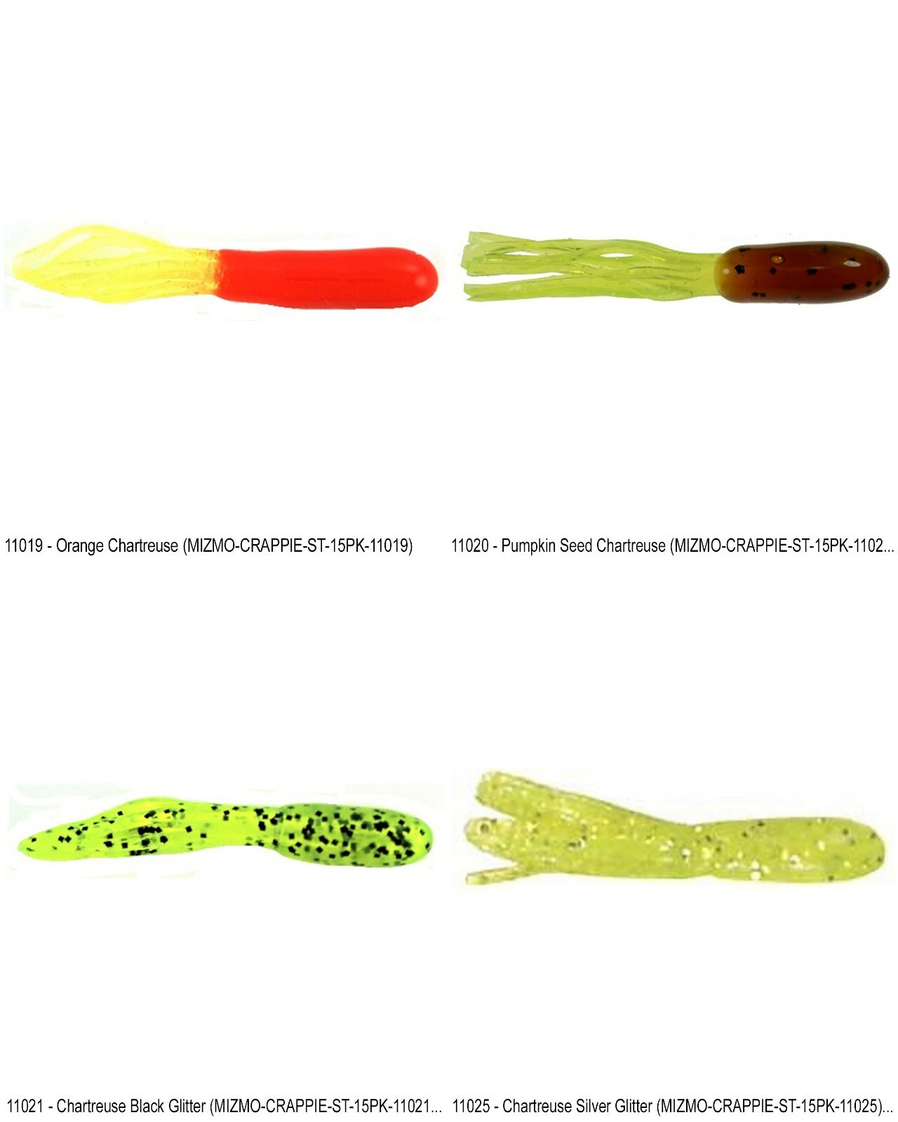 Mizmo Tubes Crappie Panfish SPECS 1.5 Inch Pick Any 44 Colors 15 Count ...