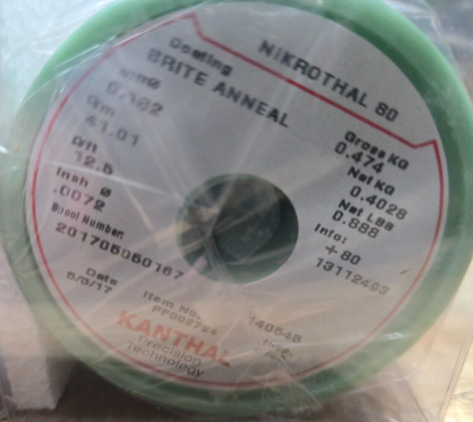 Sandvik Kanthal Nikrothal 80 BRITE Resistance Wire 136324 .182mm 4 PAK ...