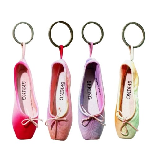 Handcrafted Ballet Shoes Keychain Multi Color Keyrings Pointe Shoe Key ...