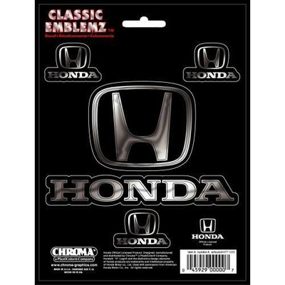 honda car vehicle set of 4 stickers decal set chrome black AUTO vinyle ...