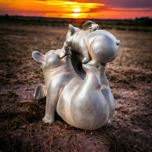 Sweetest Love! 8" Rustic Hog Heavens Angel Pig Mom Kissing Baby ...