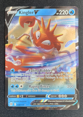 Kingler V 028/172 Brilliant Stars Ultra Rare Holo Pokemon TCG Card NM ...