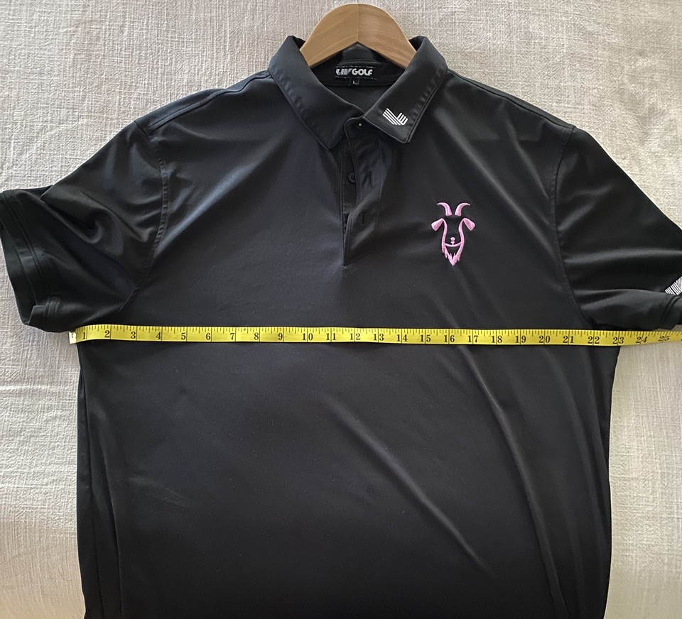LIV Golf Range Goats Polo Shirt Mens Large Jet Black Pink Goat Logo | eBay