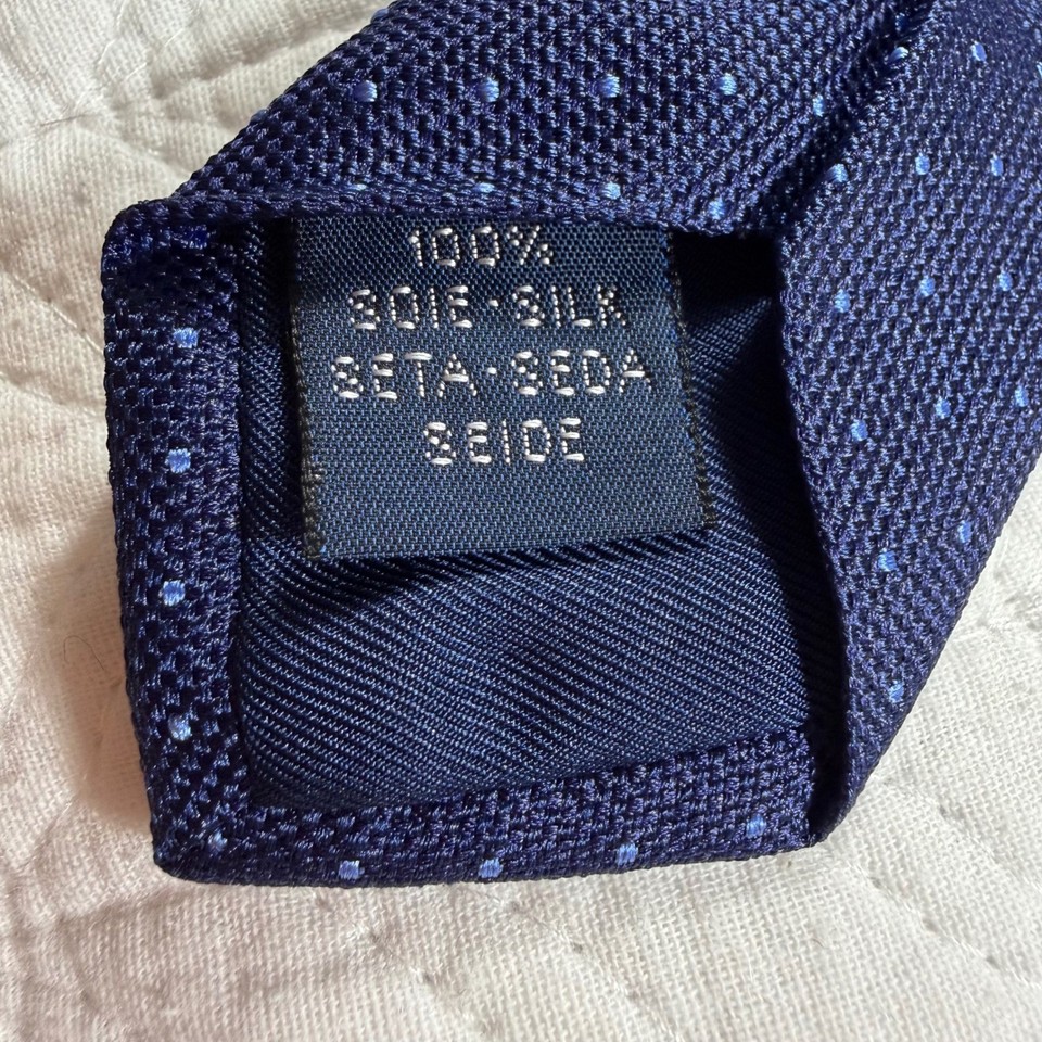 Cartier Breuer 100% Silk Polka Dot Necktie Mens Navy Blue Hand made in ...