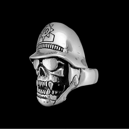 Size 9 - Motorcycle Cop Ring, 925 Sterling Silver Ring, Police Ring ...