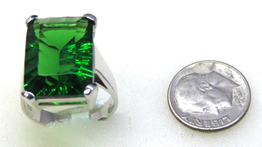 R0768G Mt St Helens Green Helenite Emerald-Cut 13x18mm 16Ct Sterling ...
