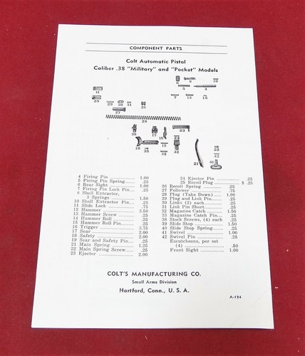 List of Component Parts for Obsolete Colt Models | eBay
