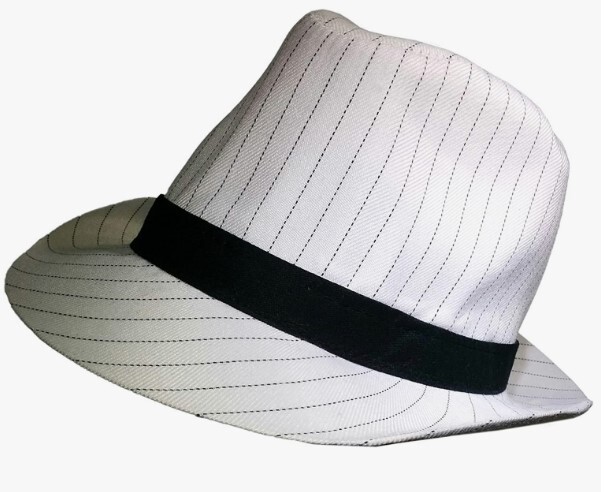 Roaring 20's White Pinstripe Gangster Mob Cotton Fedora Hat Costume ...