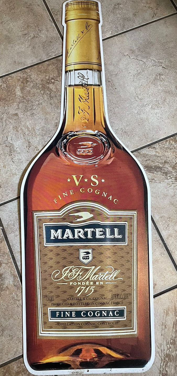Vtg Martell Cognac 35” Bottle Metal Bar Advertising Tin Sign Mancave | eBay