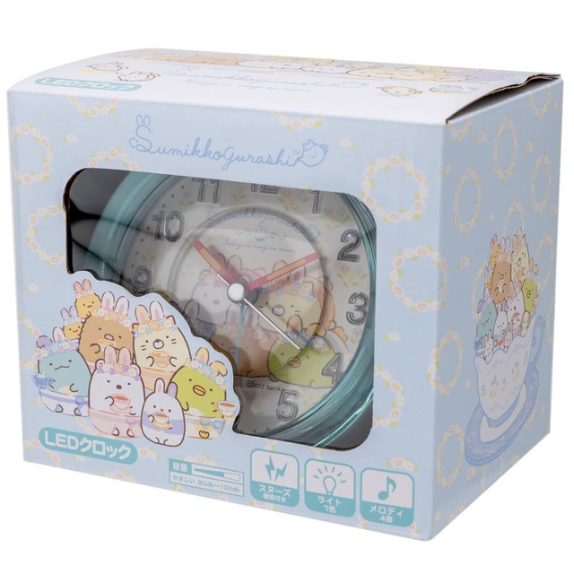 ALIAS alarm clock Blue Sumikko Gurashi analog LED clock melody alarm ...